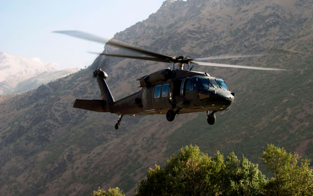 Side view of a blackhawk military helicopter - Invention House