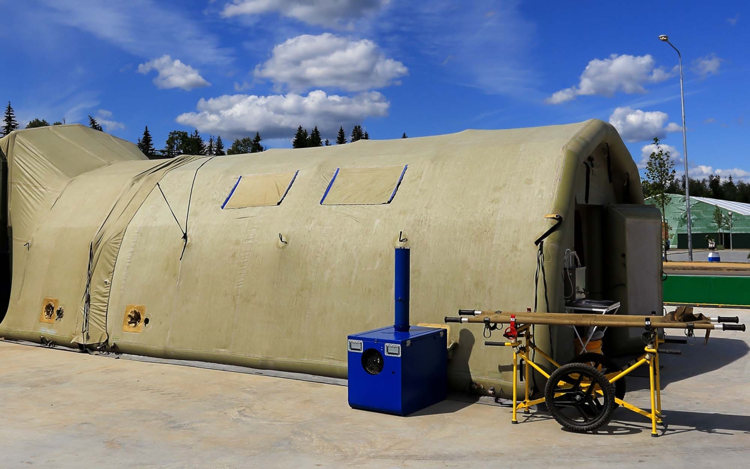 Inflatable Military medical tent set up during the day - Invention House